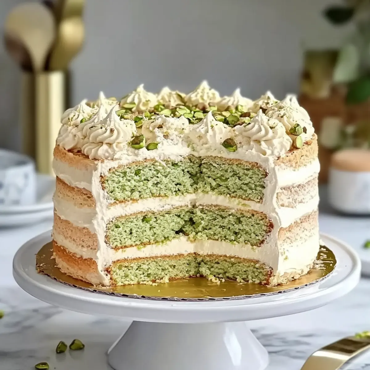 Delicious Pistachio Dacquoise Cake for Elegant Celebrations
